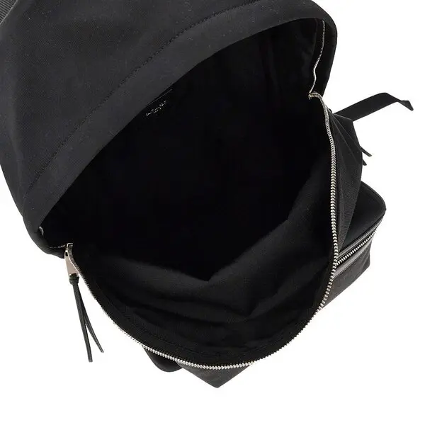 Saint Laurent Canvas Backpack With Leather Trim - Black