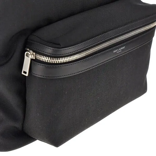 Saint Laurent Canvas Backpack With Leather Trim - Black