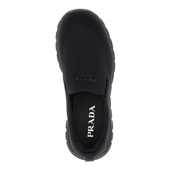 Prada Technical Knitting Slip-on Sneakers With Logo Detail