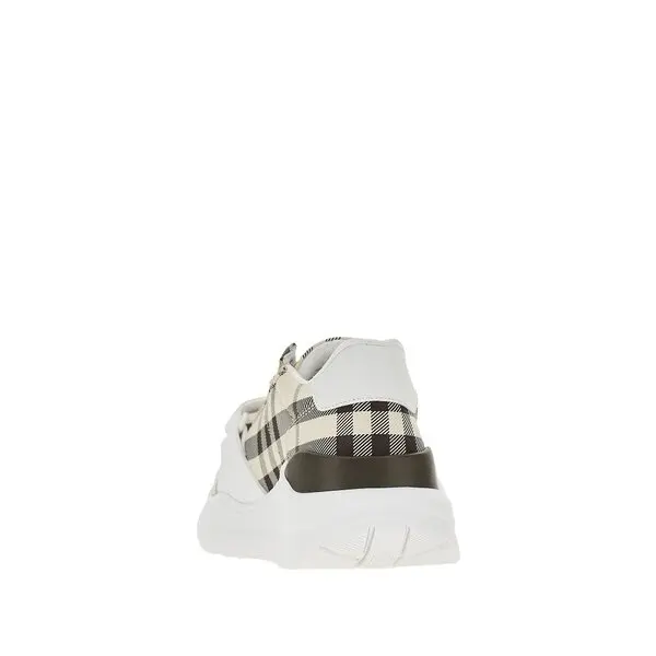 Burberry Checked Fabric And Leather Sneakers