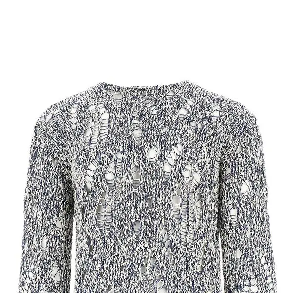 AMARANTO Distressed Effect Mouliné Cotton-blend Sweater