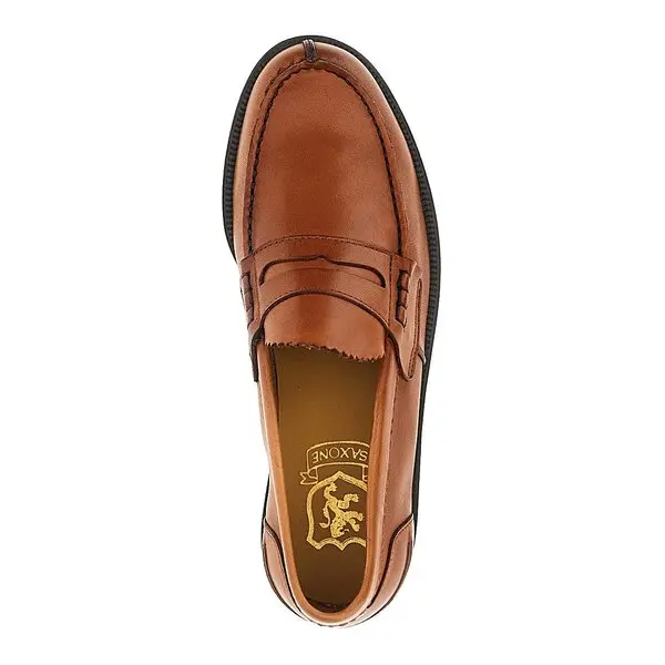 SAXONE Brushed Leather Loafers