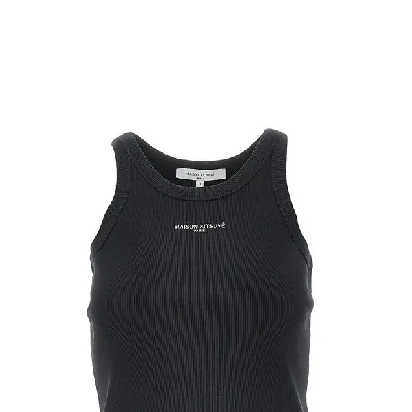 Maison Kitsuné Ribbed Tank Top With Rubberized Logo Print