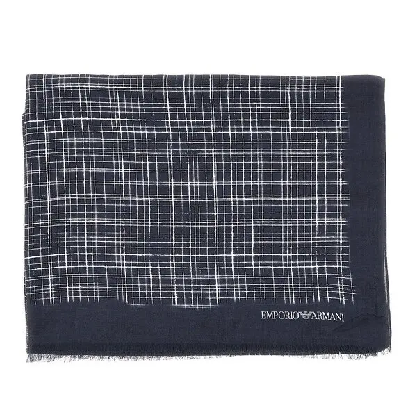 Emporio Armani Modal Scarf With Jacquard Motif - Blue