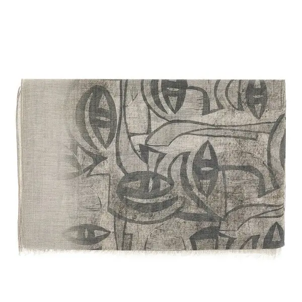 Emporio Armani Linen-blend Scarf With Jacquard Motif