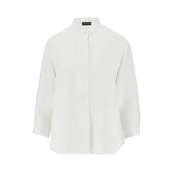Emporio Armani Linen Mandarin Collar Shirt