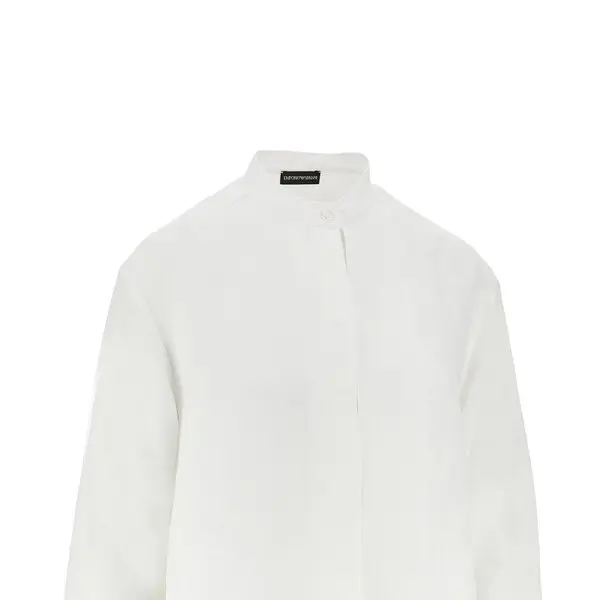 Emporio Armani Linen Mandarin Collar Shirt