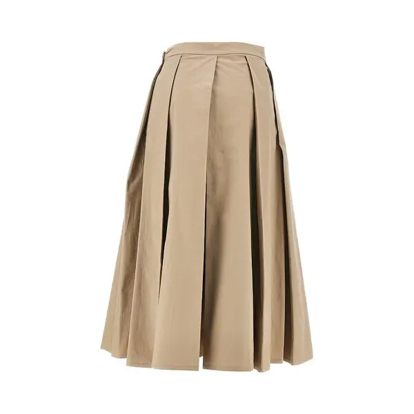 Emporio Armani Stretch Poplin Pleated Midi Skirt