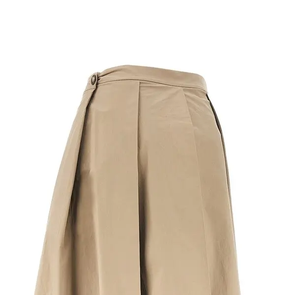 Emporio Armani Stretch Poplin Pleated Midi Skirt