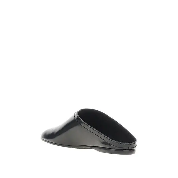 Emporio Armani Patent And Brushed Leather Mules With Silver-finished Metal Ea Detail