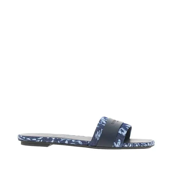 Emporio Armani Canvas Slides With Jacquard Bandana Motif - Blue