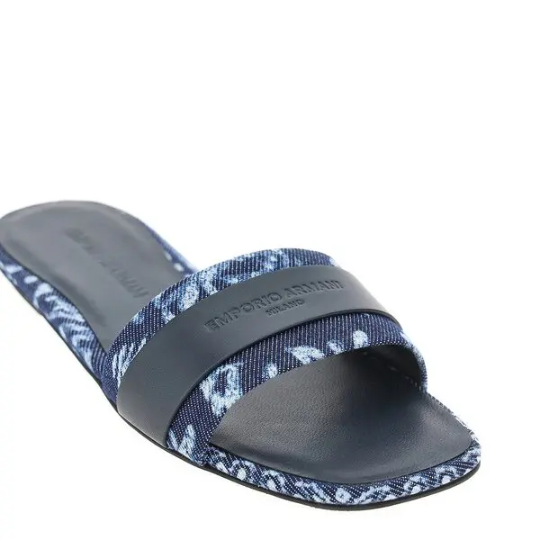 Emporio Armani Canvas Slides With Jacquard Bandana Motif