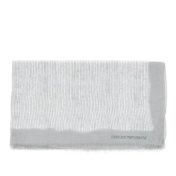 Emporio Armani Modal Scarf With Striped Motif - Grey