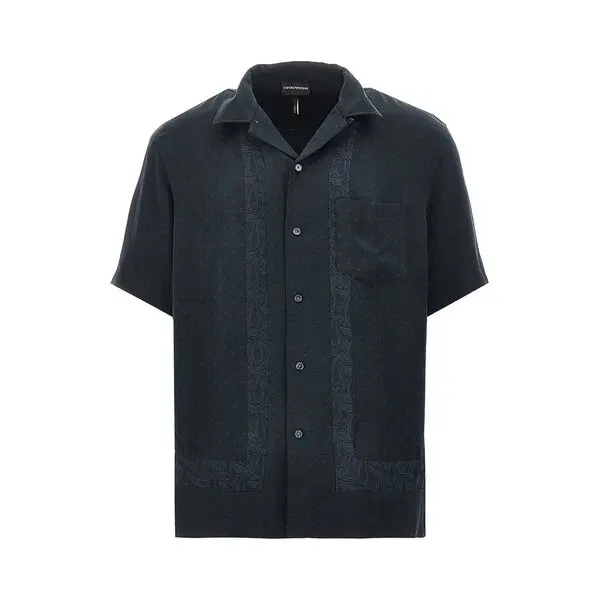 Emporio Armani Jacquard Paisley Fabric Shirt - Blue