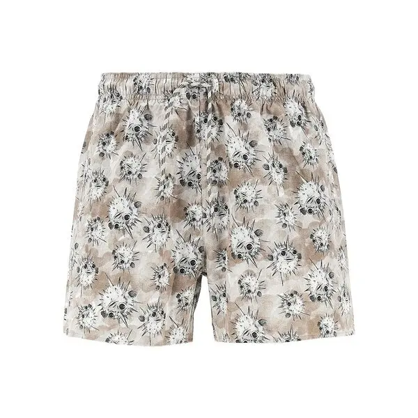 Emporio Armani Sea Animals Print Technical Seersucker Swimshorts - Brown