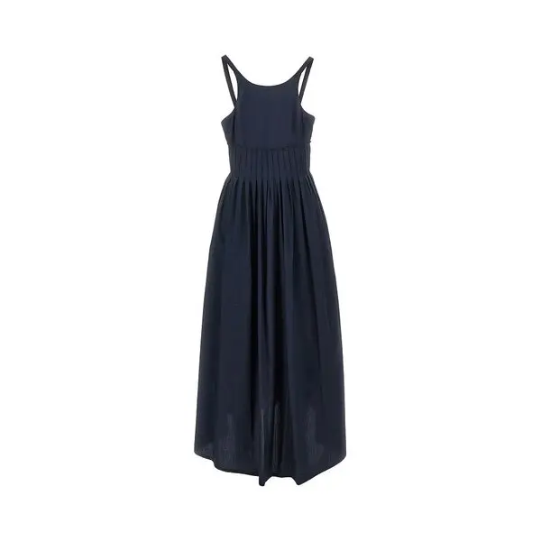 Emporio Armani Sleeveless Cotton Poplin Midi Dress - Blue