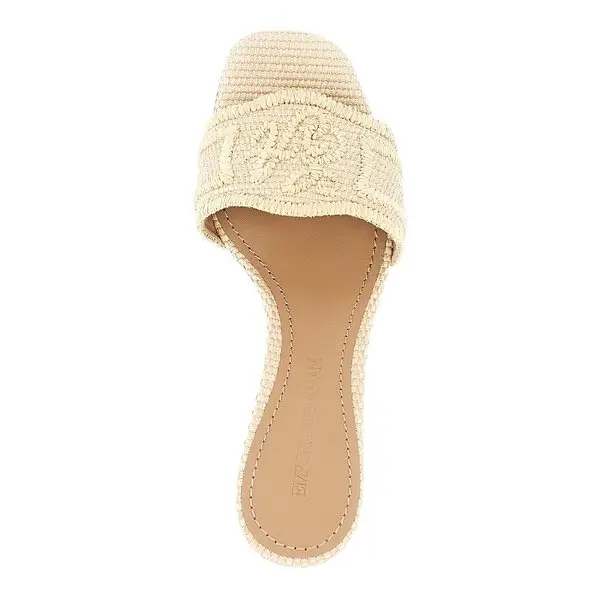 Emporio Armani Woven Raffia Mules With Ea Logo