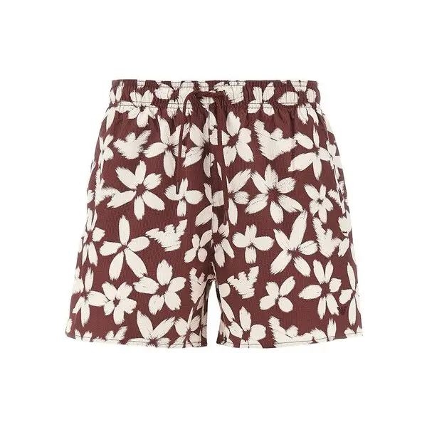 Emporio Armani Floral Print Technical Seersucker Swimshorts - Red