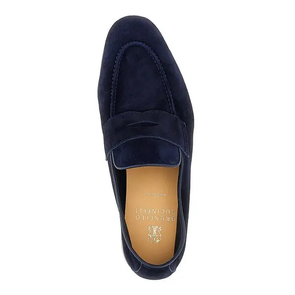 Brunello Cucinelli Suede Leather Penny Loafers