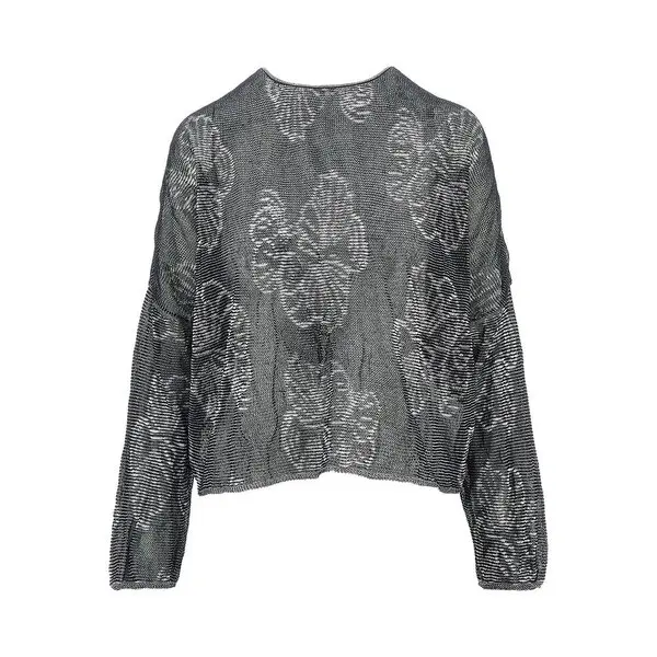 Emporio Armani Jacquard Cotton-blend Floral Motif Sweater - Blue
