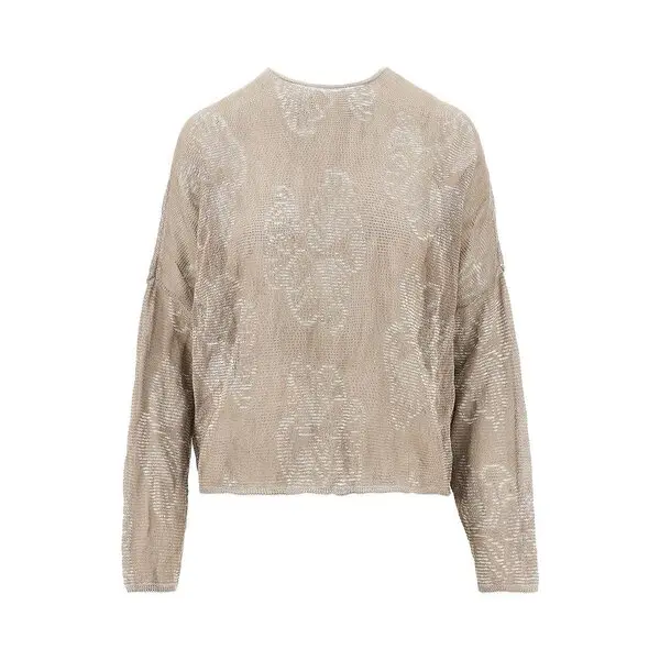 Emporio Armani Jacquard Floral Motif Sweater - Beige