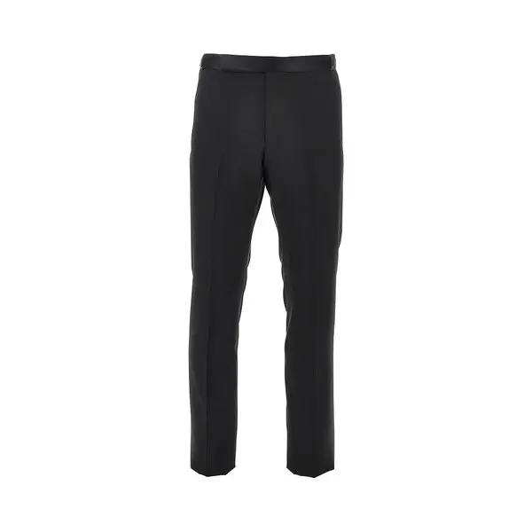 Caruso Tailored Wool Tuxedo Pants With Satin Waistband