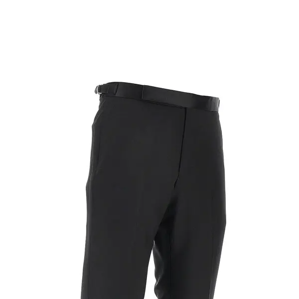 Caruso Tailored Wool Tuxedo Pants With Satin Waistband