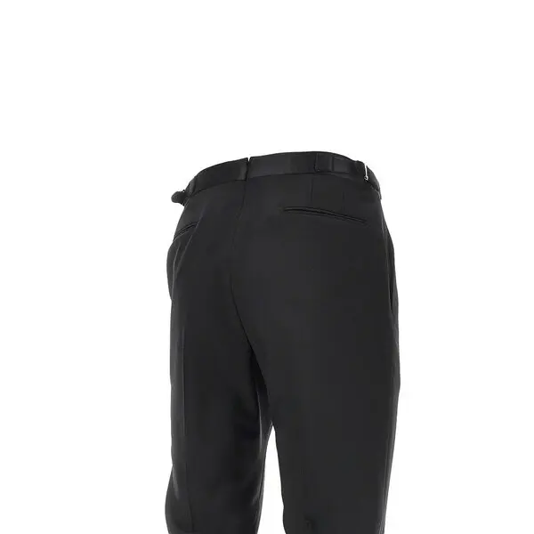 Caruso Tailored Wool Tuxedo Pants With Satin Waistband