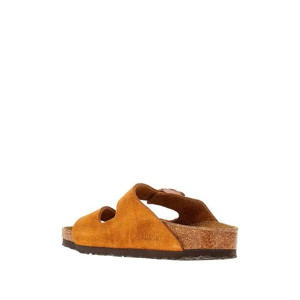 BIRKENSTOCK Suede Leather Arizona Slides With Antique Bronze Buckles - Brown