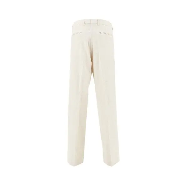MARSEM Chevron Linen And Cotton Blend Herringbone Canvas Pants With Dart