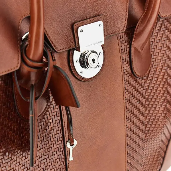 Brunello Cucinelli Grained And Woven Leather Travel Bag