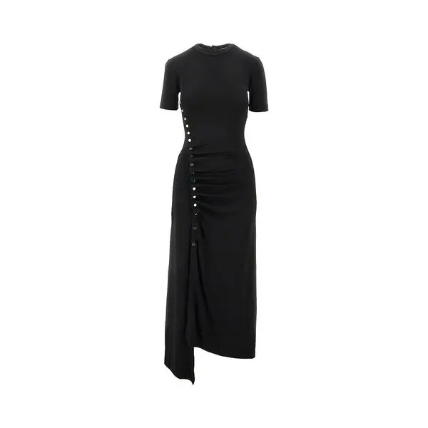Rabanne Gathered Jersey Maxi Dress With Asymmetrical Hem