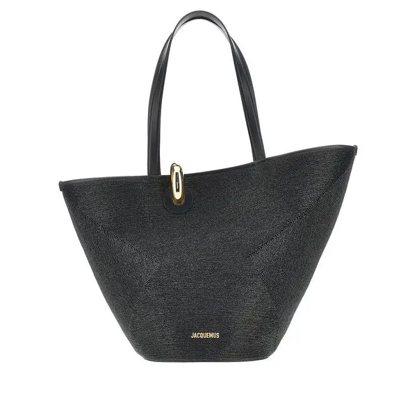 Jacquemus Bambola Asymmetrical Maxi Basket Bag - Black