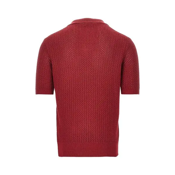 GALLIA KNIT Openworked Knit Polo Shirt