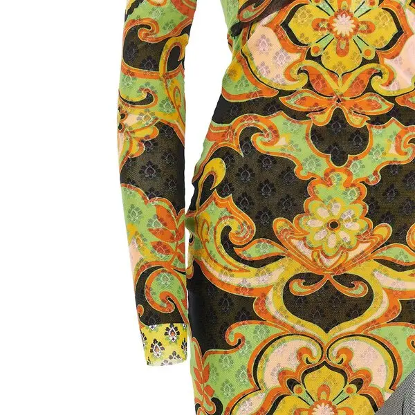 Etro Tulle Asymmetrical Midi Dress With Flounce