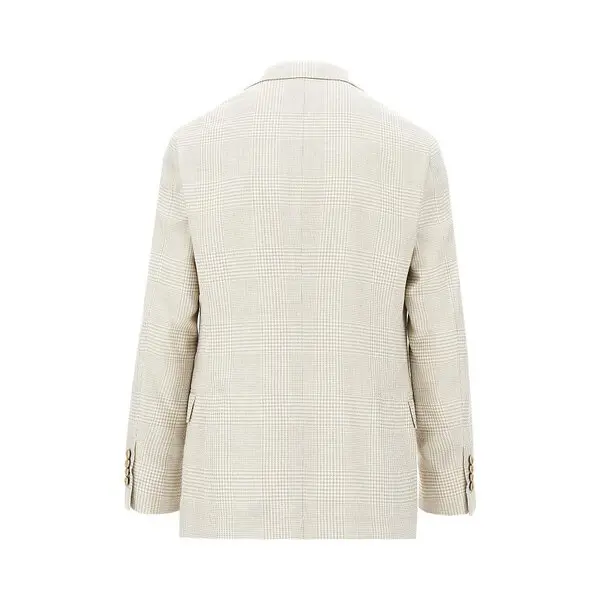 Brunello Cucinelli Prince Of Wales Double-breasted Jacket - Beige