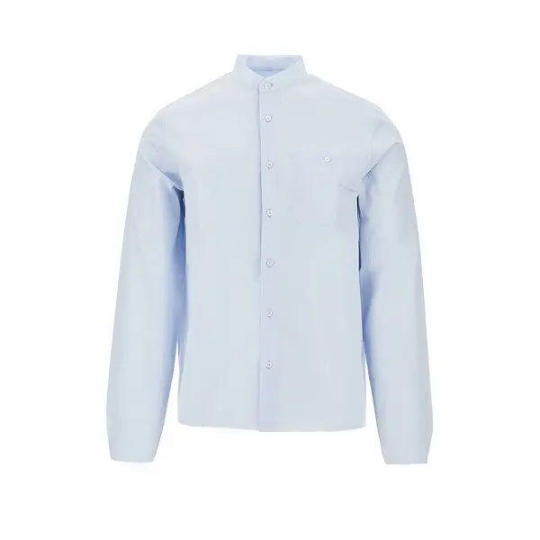 Prada Cotton Shirt With Raw-cut Edges - Blue