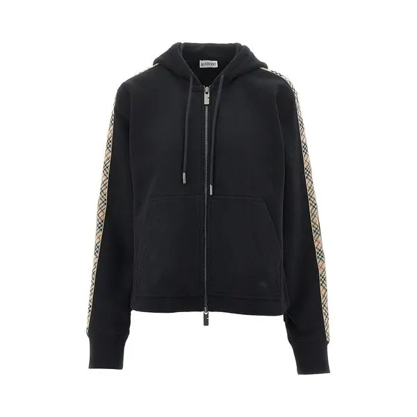 Burberry Full-zip Hoodie With Check Trimmings