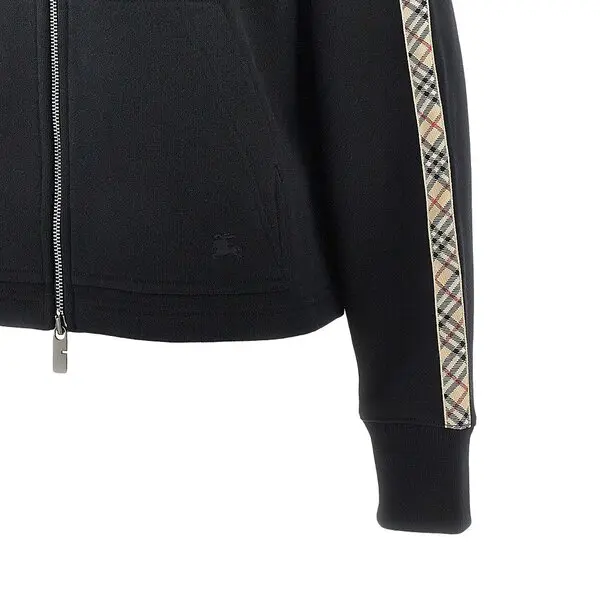 Burberry Full-zip Hoodie With Check Trimmings