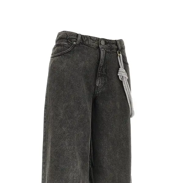 Pinko Loose Fit Jeans With Rhinestone Cord Detail