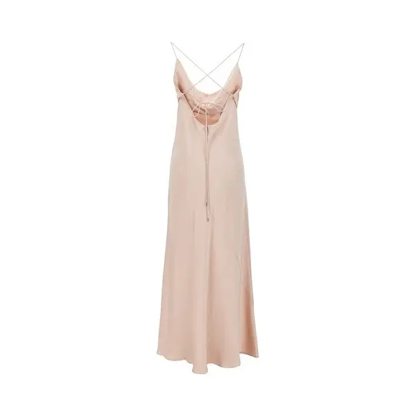 Pinko Satin Long Slipdress With Criss-cross Straps