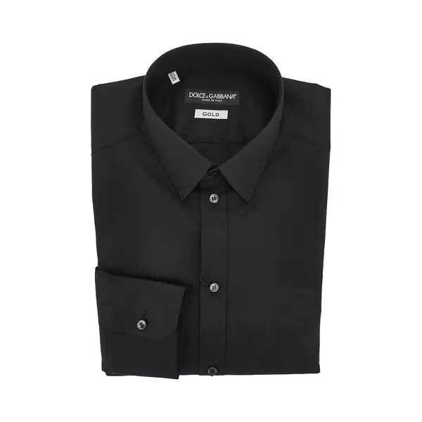 Dolce & Gabbana Stretch Poplin Gold Fit Shirt - Black