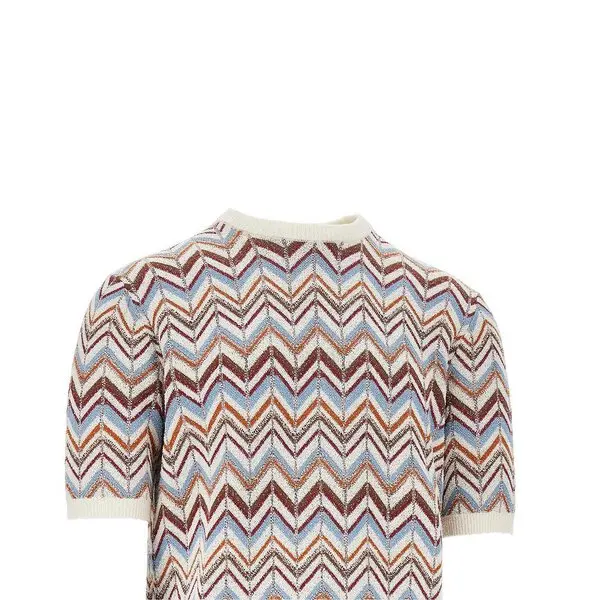 GALLIA KNIT Chevron Knitted T-shirt