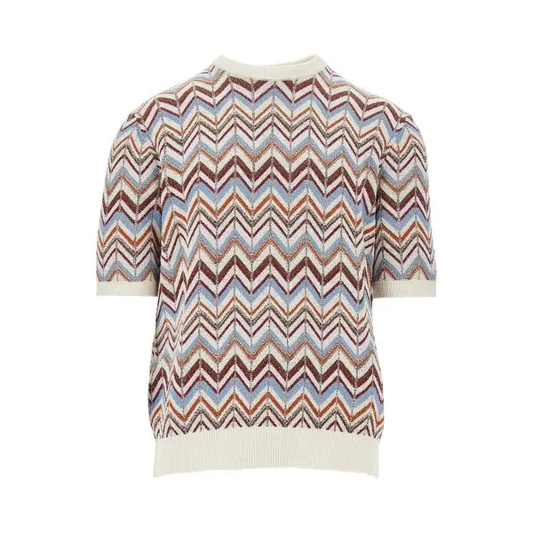 GALLIA KNIT Chevron Knitted T-shirt