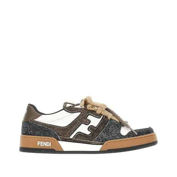 Fendi Leather And Suede Ff Motif Sneakers - Multicolor
