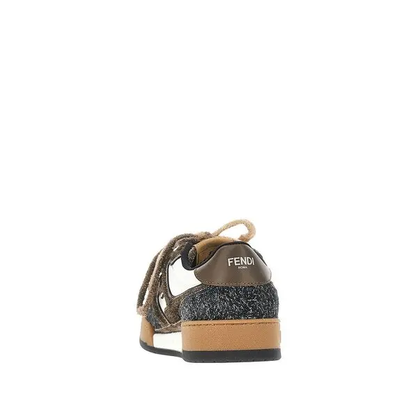 Fendi Leather And Suede Ff Motif Sneakers - Multicolor
