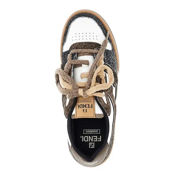 Fendi Leather And Suede Ff Motif Sneakers - Multicolor