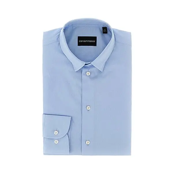 Emporio Armani Stretch Poplin Shirt - Blue