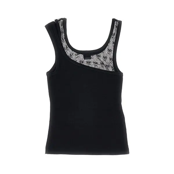 Pinko Ribbed Jersey Tank With Love Birds Lace Detail