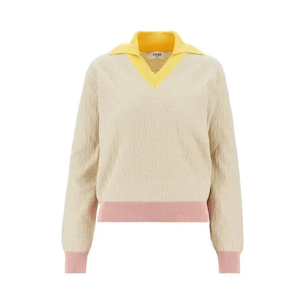 Fendi Ff Jacquard Cotton And Silk Sweater - Multicolor